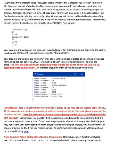 Solved Write A MIPS Program Called PizzaCalc S That Is Chegg