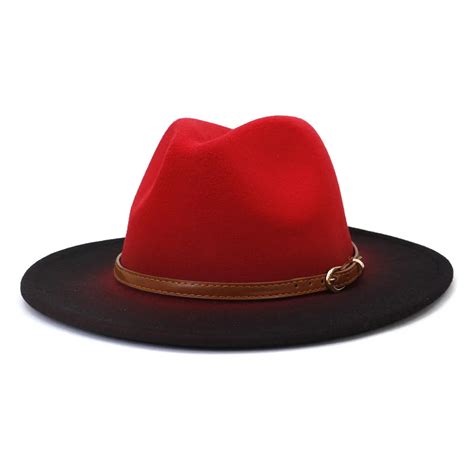 Sombreros Fedora Con Degradado De Ala Plana Y Cinturón Marrón Para