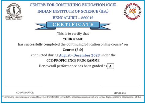 Proficience Programme Centre For Continuing Education Iisc