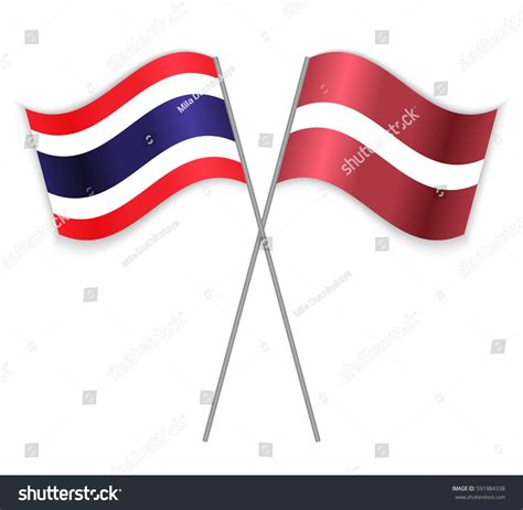 Thai Latvian Crossed Flags Thailand Combined 库存矢量图（免版税）591984338