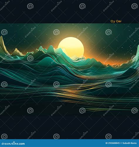 Celestial Symphony Moonlit Nights And Vector Landscape Beauty Stock
