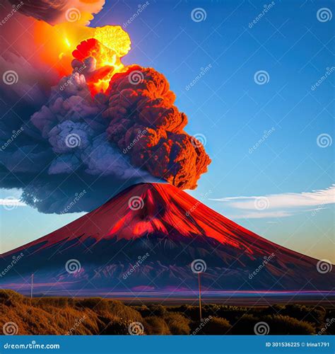 A Huge Volcanic Eruption In Europe Stock Illustration Illustration Of