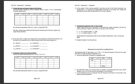 Solved Ece 202 Experiment 4 Lab Report Lab Iv Operational