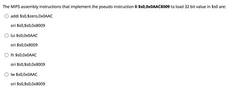 Solved The MIPS Assembly Instructions That Implement The Chegg