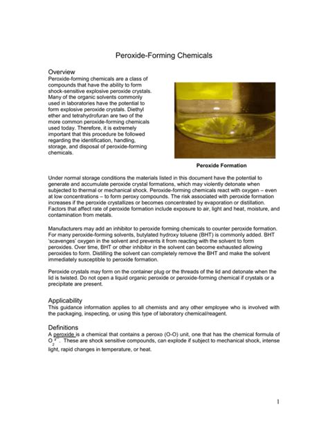 Peroxide Forming Chemicals Overview
