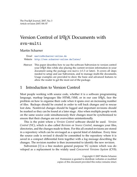 Pdf Version Control Of Latex Documents With Svn Multi