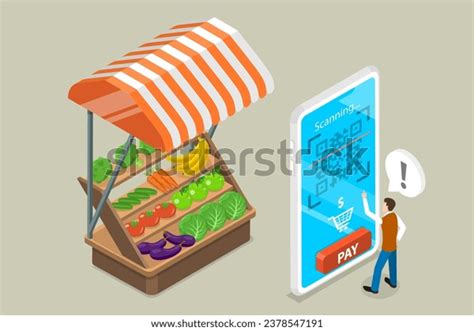 D Isometric Flat Vector Illustration Qr Stock Vector Royalty Free