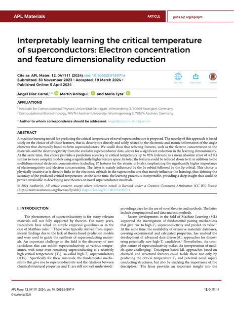 Pdf Interpretably Learning The Critical Temperature Of Superconductors Electron Concentration