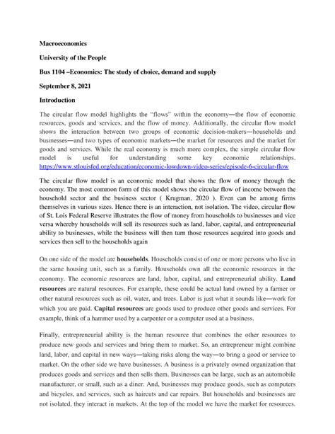 Written Assignment For Bus 1104 Unit 1 Macroeconomics University Of
