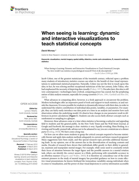 Pdf When Seeing Is Learning Dynamic And Interactive Visualizations To Teach Statistical Concepts