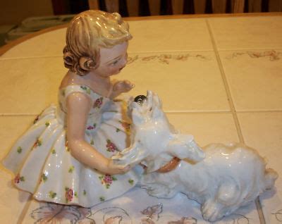Italy Porcelain Girl With Dog Figurine Carlo Mollica 143292558