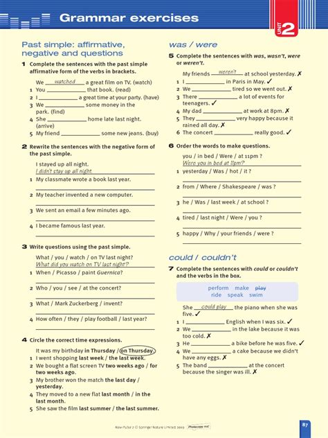 Grammar Exercises Past Simple Affirmative Negative And Questions