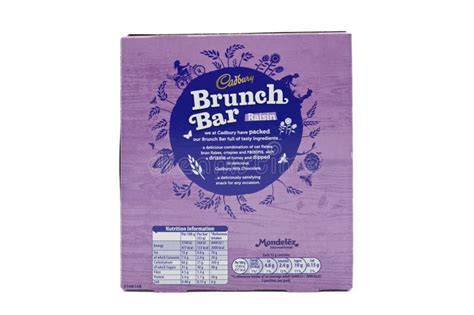 Cadbury Branded Chocolate Raisin Brunch Bar In A Cardboard Box That Is