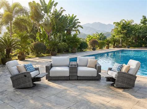 Malibu Ii 5 Piece Patio Wicker Modular Console Loveseat Set — Outdoor
