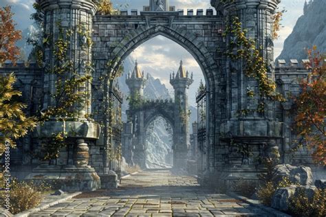Fantasy Castle Gate Frame A Frame Of Towering Stone Gates Intricate