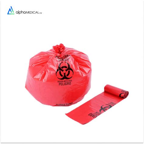 Bolsa Residuo Roja Biologico Con Logo 80x120 Paquete De 100 Unidades