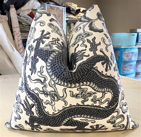 One Scalamandre Charcoal Chien Dragon English Chinoiserie Print