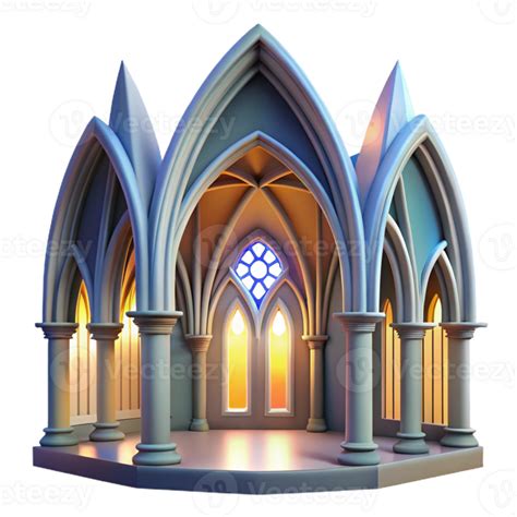 Serene Classic A Medieval Cathedral Interior Soaring Arches Stained