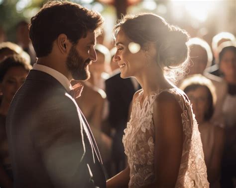 Premium Ai Image Intimate Moment Bride And Groom Glances