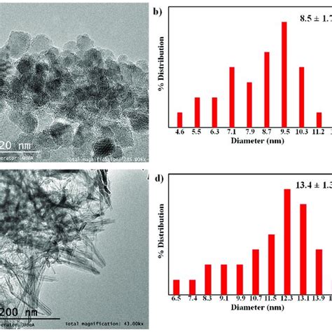 Tem Micrographs And Particle Size Distribution Of A And B A Tnps
