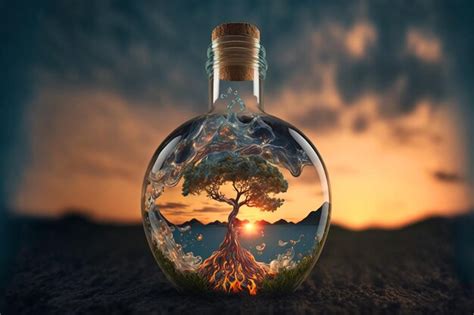 Premium Photo A Bottle Of Alcohol With A Tree In The Middle
