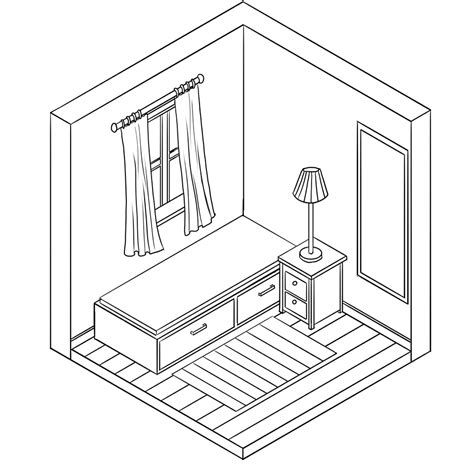 Isometric View Of Bedroom