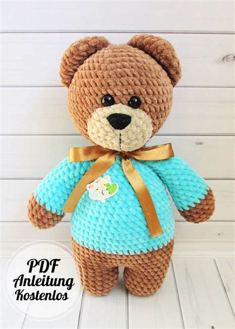 Teddybär im Schlafanzug Häkeln PDF Anleitung Kostenlos