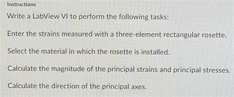 Solved Instructionswrite A Labview Vi To Perform The
