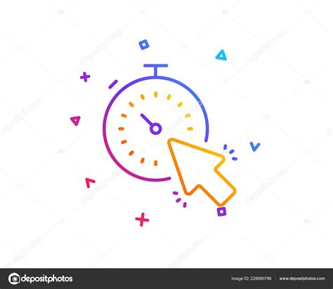 Timer Line Icon Time Clock Sign Mouse Cursor Symbol Gradient Stock
