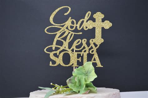 Personalized God Bless Cake Topper Baptism Cake Topper Etsy