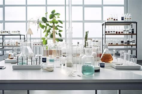 Premium Photo Biochemistry Lab Interior Design With CloseUp Equipment Generative AI