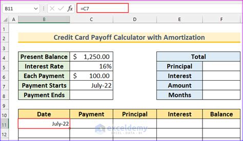 Make Credit Card Payoff Calculator With Amortization In Excel