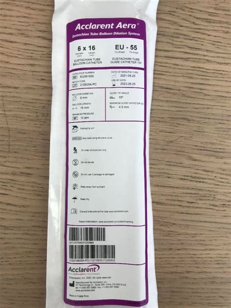 New Acclarent Eu061655 Aera Eustachian Tube Balloon Dilation System