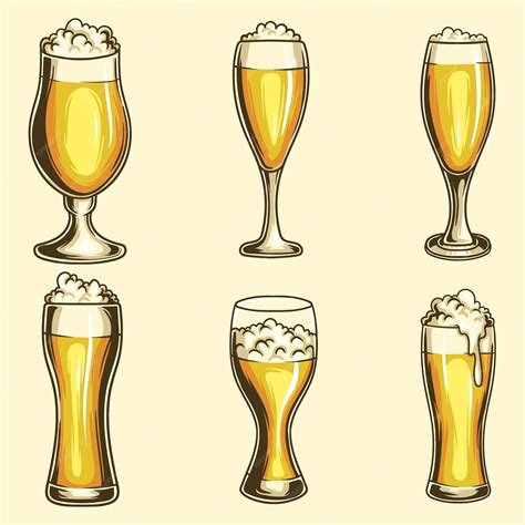 Glass Pale Ale Beer Set Collection Vector Illustration Premium Vector