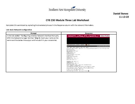 CYB 230 Module 3 2 Lab LAB Work Daniel Boneo 11 12 CYB 230 Module Three Lab Worksheet