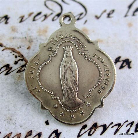 Antique Brass Medal Our Lady Of Lourdes Religious Medal France Etsy