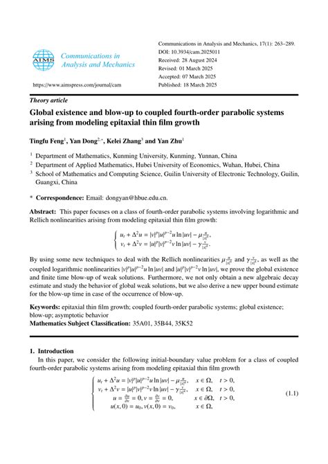 Pdf Global Existence And Blow Up To Coupled Fourth Order Parabolic Systems Arising From