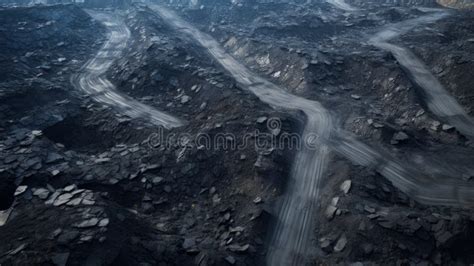 Open Pit Mine Extractive Industry For Coal Top View Aerial Drone