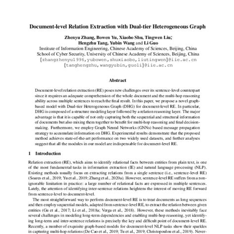 document level relation extraction with dual tier heterogeneous graph