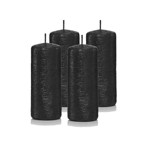 Zestaw 4 Sztuk świeczki świece 10 Cm Walec Czarne 182864296 W • Cena