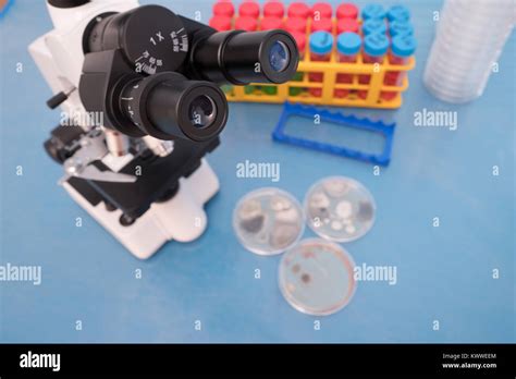 Microscope In The Laboratory Stock Photo Alamy