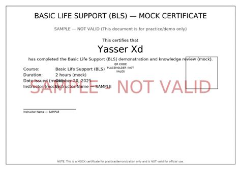 Mock Bls Certificate Sample Pdf