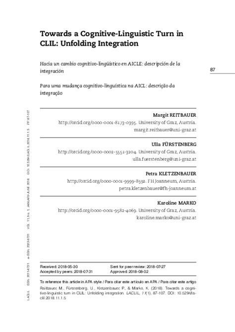 Pdf Towards A Cognitive Linguistic Turn In Clil Unfolding