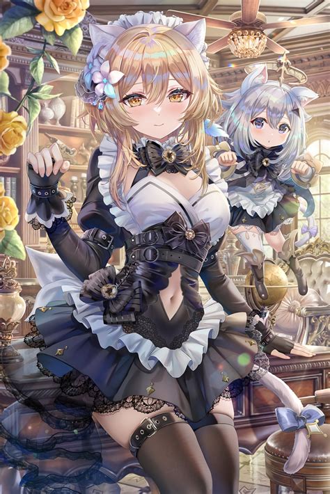 Lumine And Paimon In Maid Kemonomimi Theme Mode Torinoaqua R