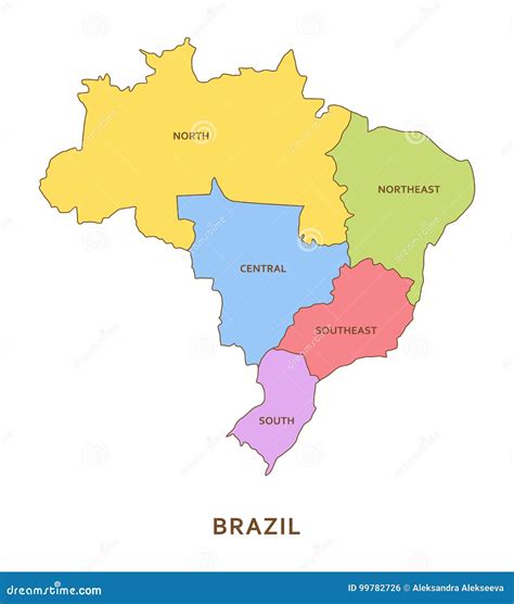 Brazil Regions Vector Geography Background Stock Vector Illustration