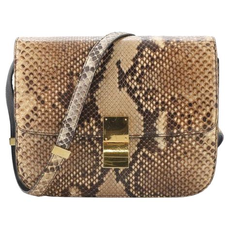 Celine Classic Box Bag Python Medium At 1stdibs