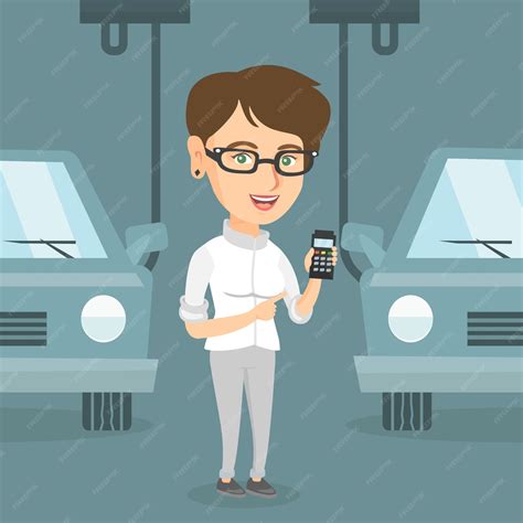 Premium Vector Worker Controlling Automated Assembly Line For Car