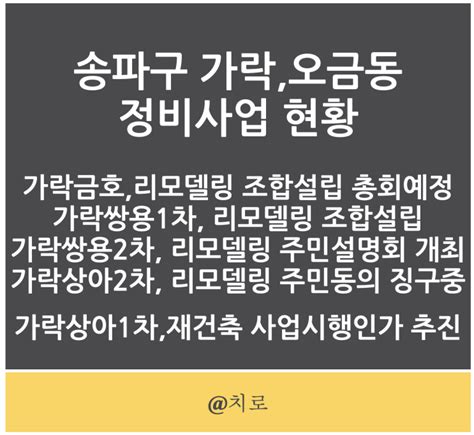 220311 송파구 가락오금 정비사업 현황가락금호리모델링 조합설립 총회예정가락쌍용2차주민설명회 개최가락상아2차