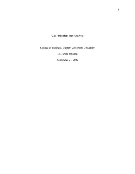 Decision Tree Analysis C207 Decision Tree Analysis College Of