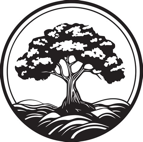 Hand Drawn Vintage Tree Logo In Flat Style 24959324 Png